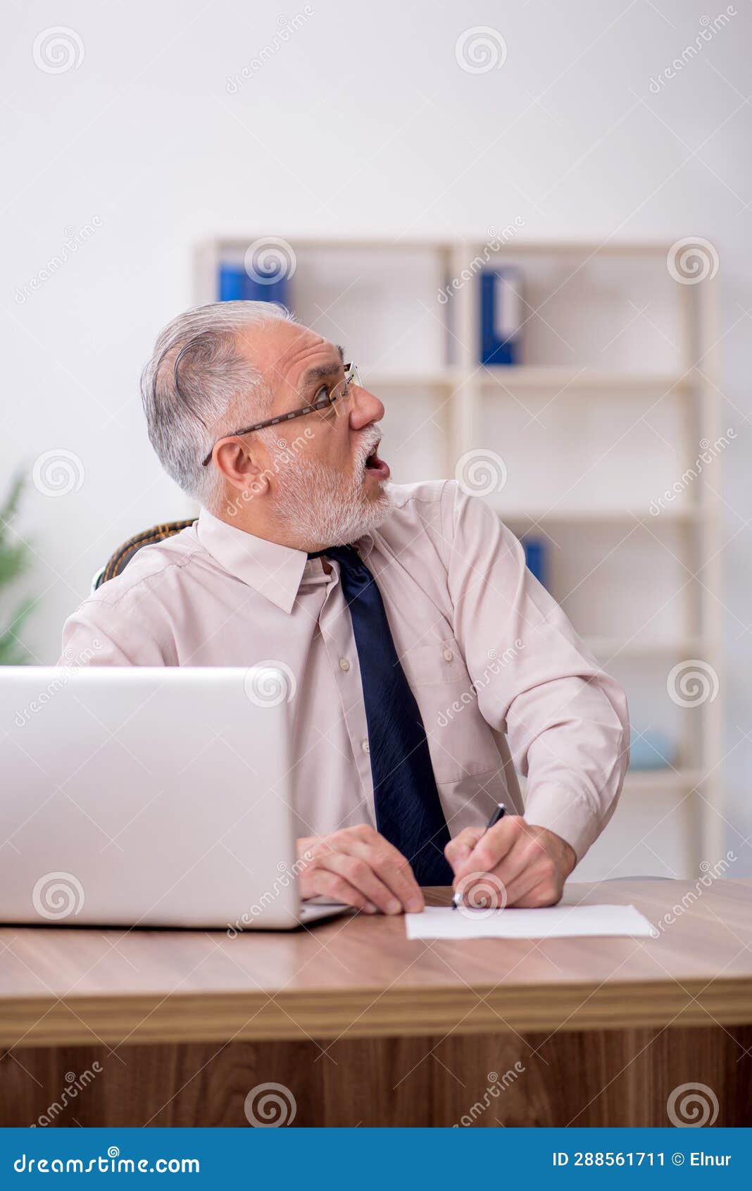 Old Male Employee Working in the Office Stock Image - Image of busy ...