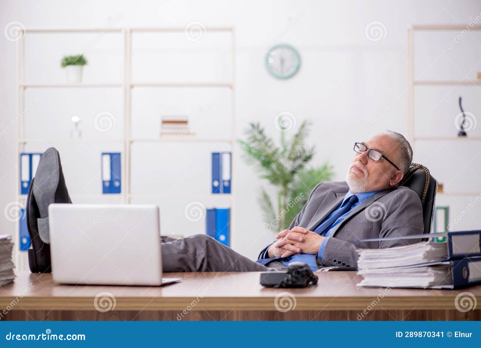 Old Male Employee Working in the Office Stock Image - Image of busy ...