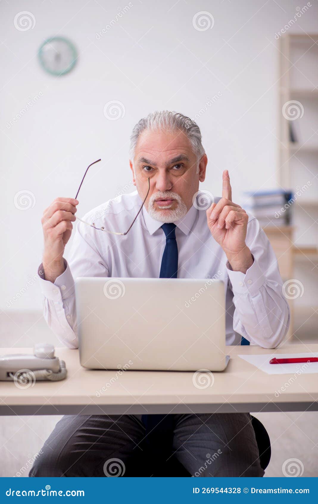 Old Male Employee Working in the Office Stock Photo - Image of caution ...