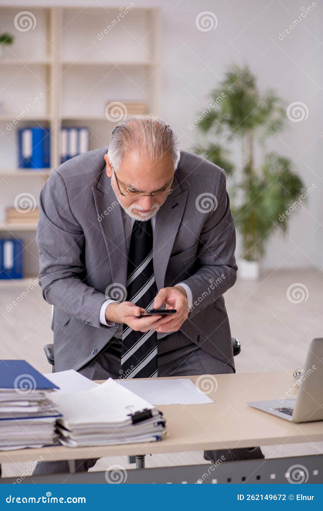 Old Male Employee Working in the Office Stock Photo - Image of busy ...