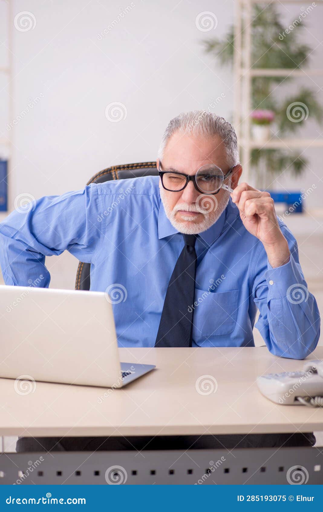 Old Male Employee Working in the Office Stock Image - Image of busy ...