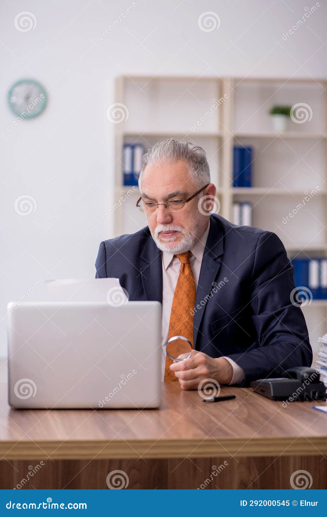 Old Male Employee Working in the Office Stock Image - Image of boss ...