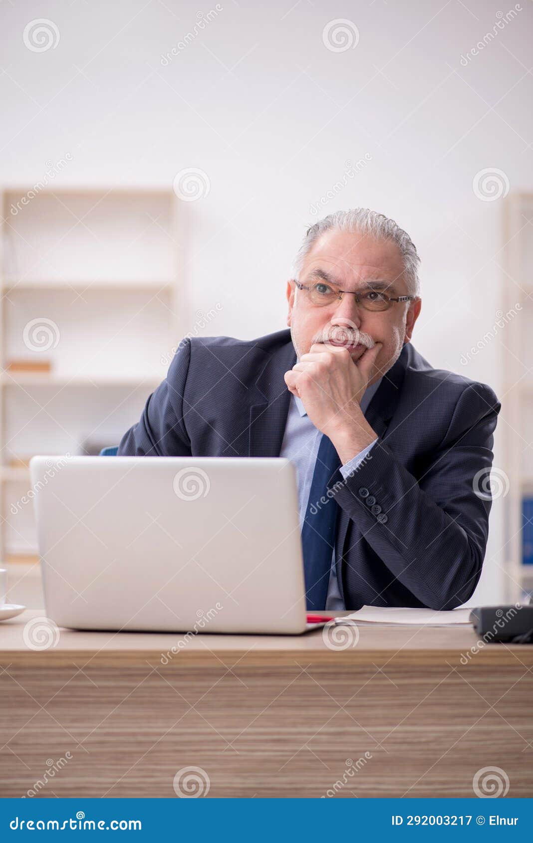 Old Male Employee Working in the Office Stock Image - Image of ...