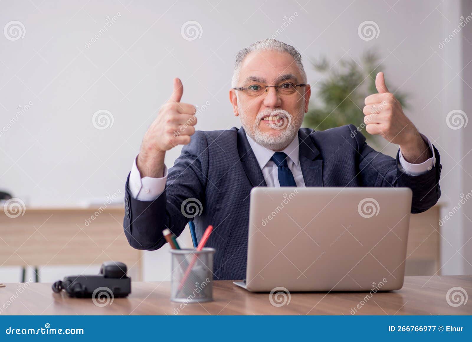 Old Male Employee Working in the Office Stock Image - Image of working ...