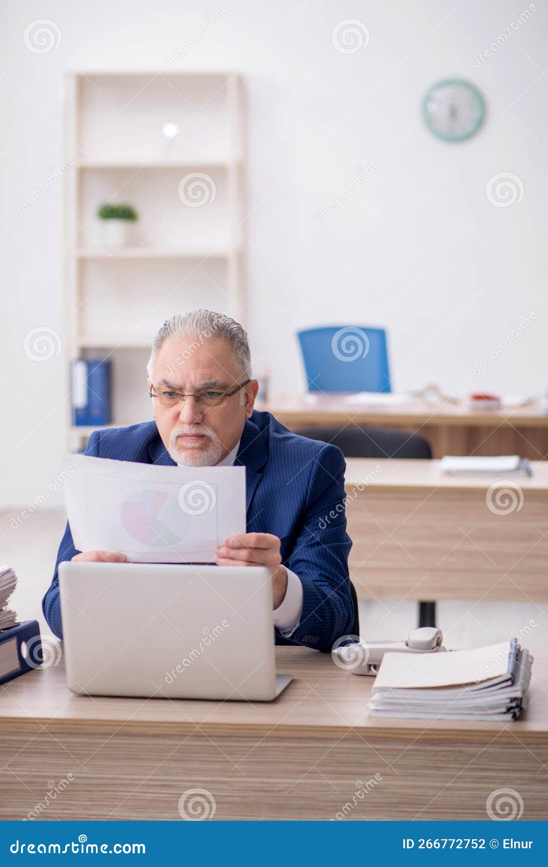 Old Male Employee Working in the Office Stock Photo - Image of boss ...
