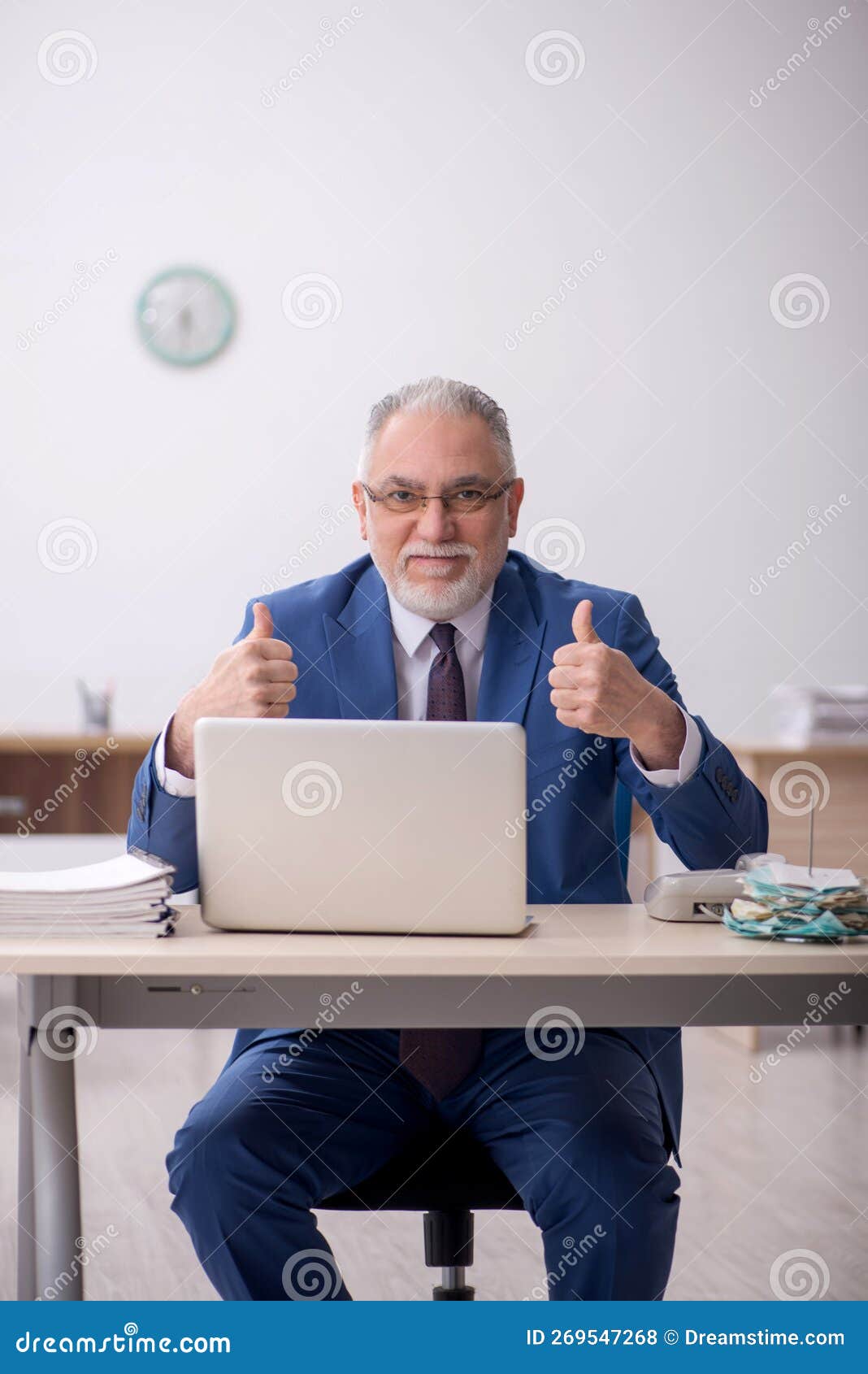 Old Male Employee Working in the Office Stock Photo - Image of workload ...