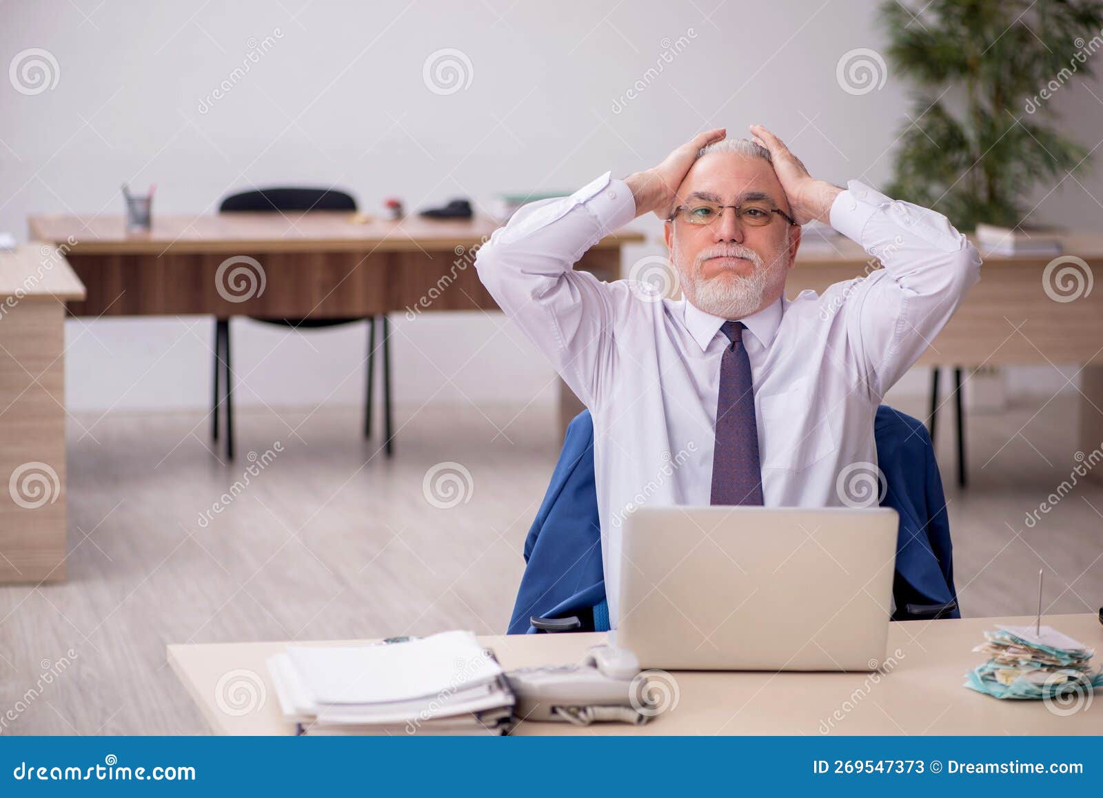 Old Male Employee Working in the Office Stock Image - Image of fatigue ...