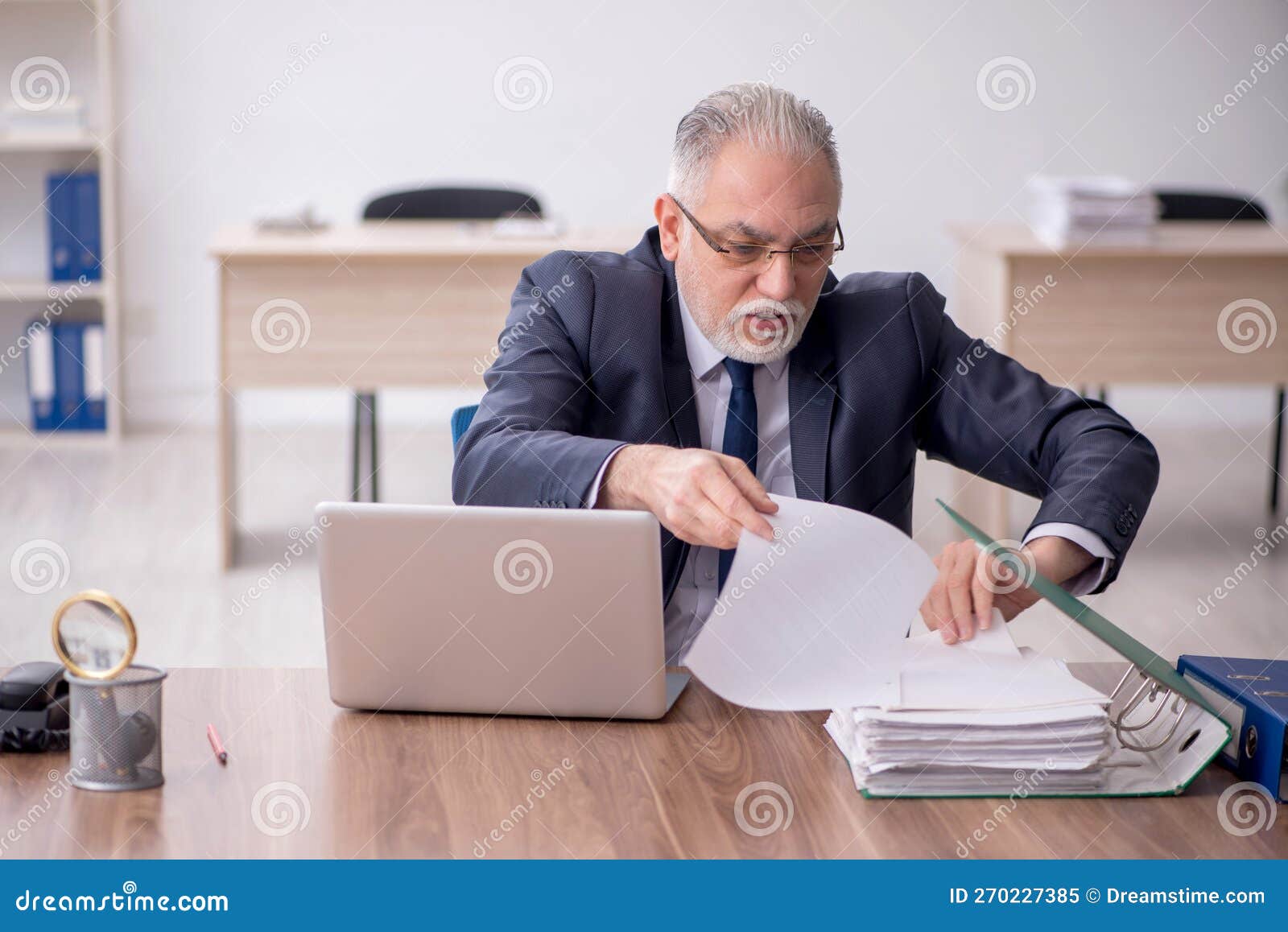 Old Male Employee Working in the Office Stock Image - Image of employee ...