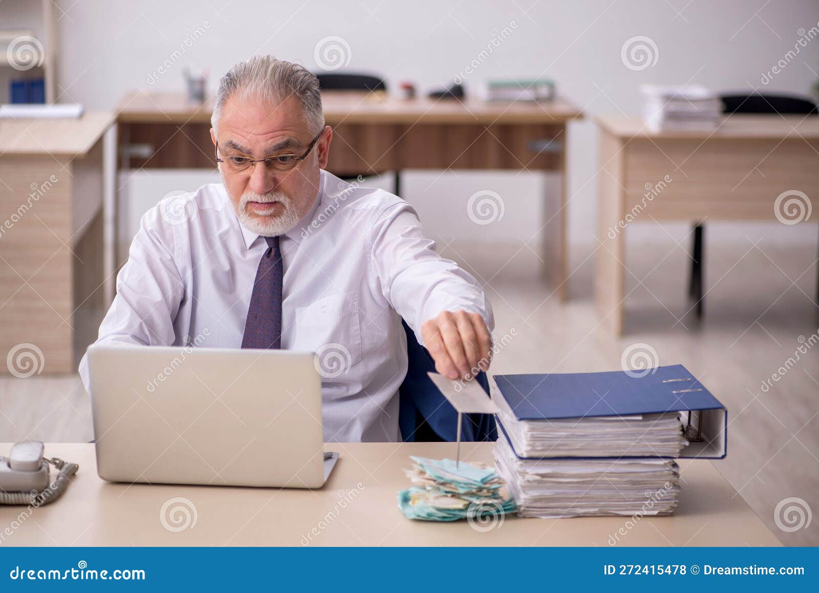 Old Male Employee Working in the Office Stock Photo - Image of banking ...