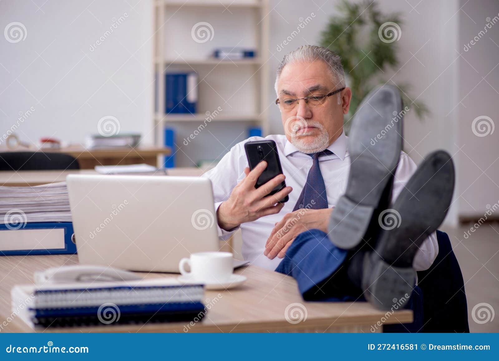 Old Male Employee Working in the Office Stock Image - Image of talking ...