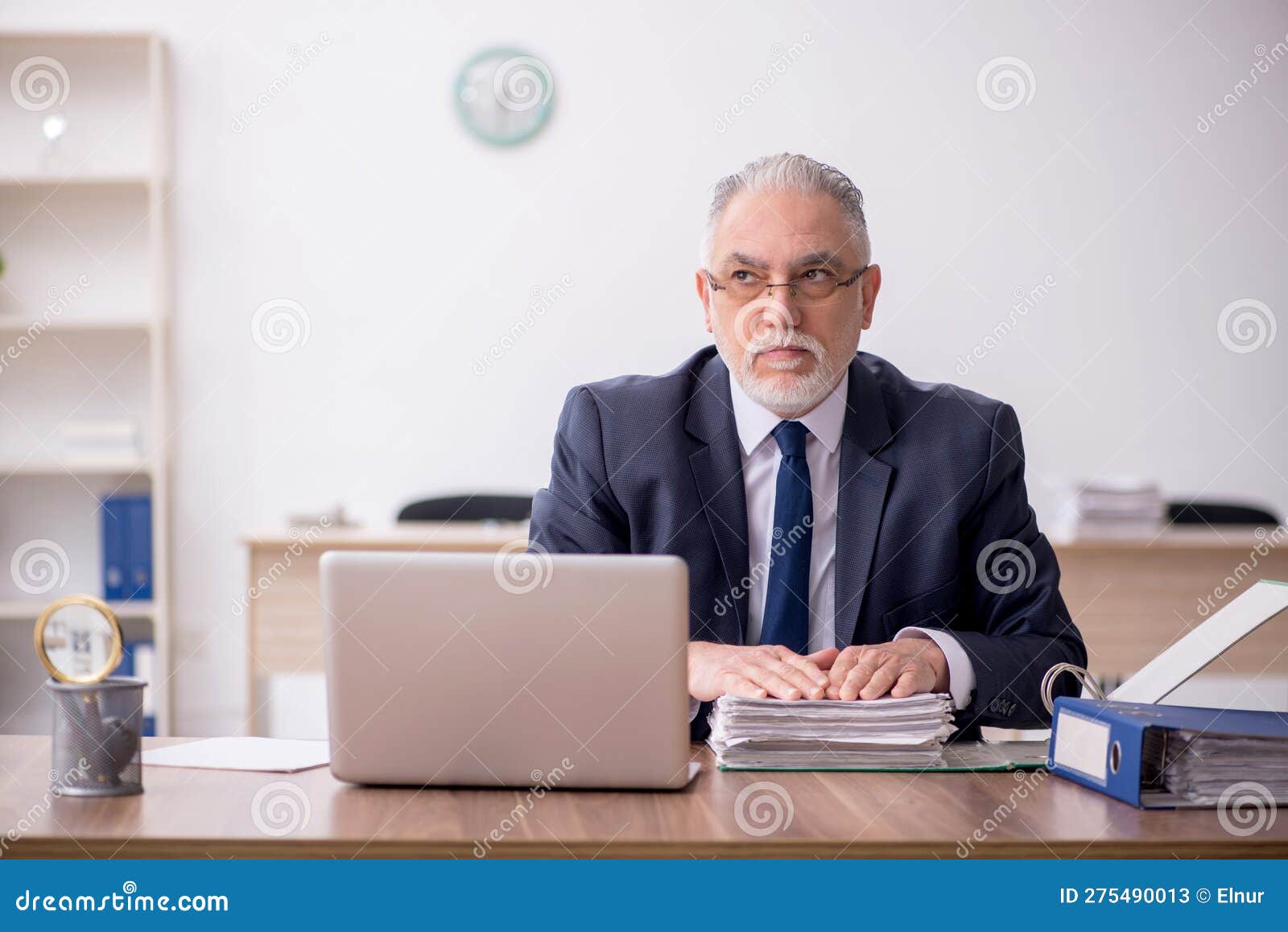 Old Male Employee Working in the Office Stock Image - Image of working ...