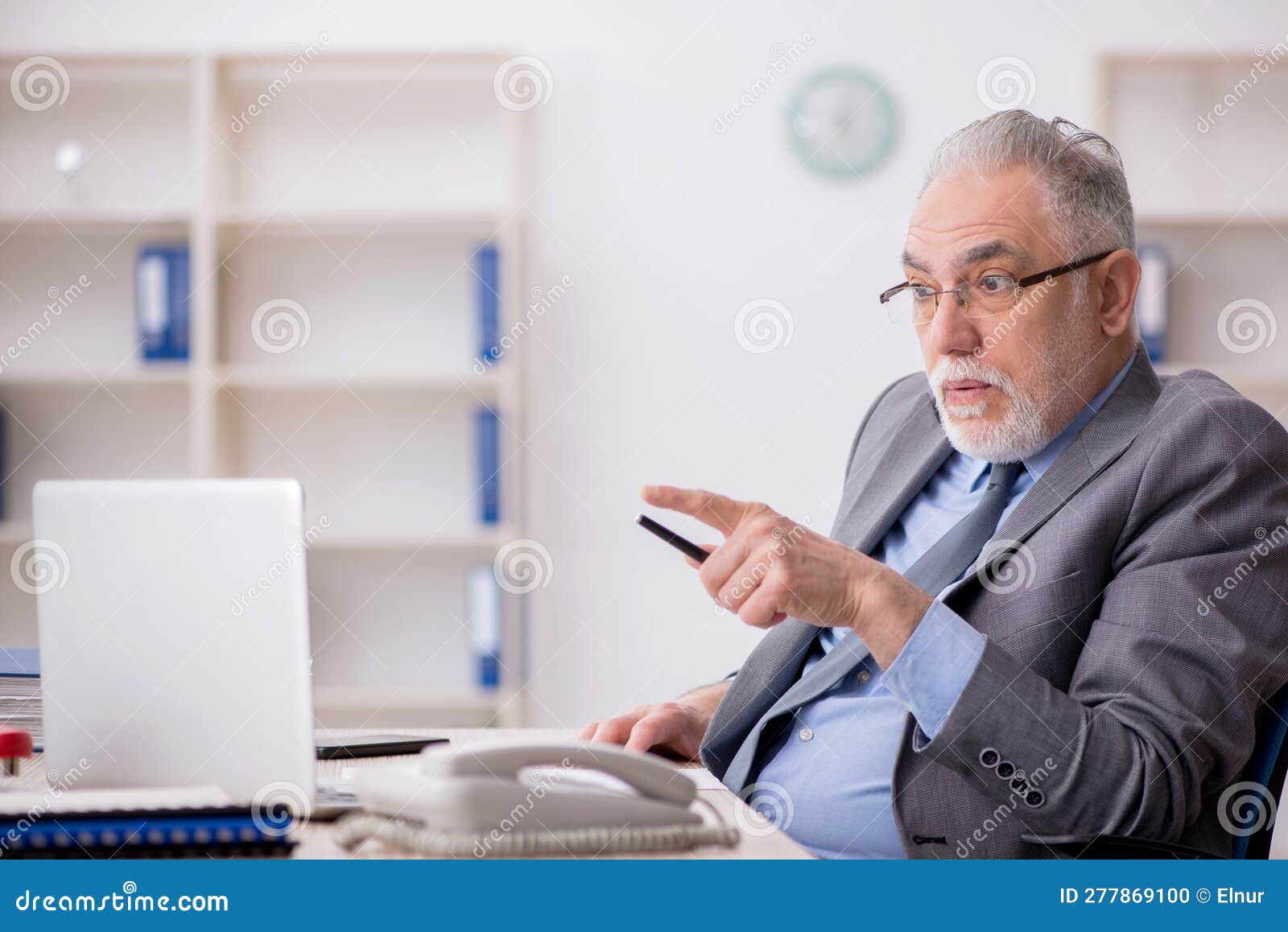 Old Male Employee Working in the Office Stock Photo - Image of auditor ...