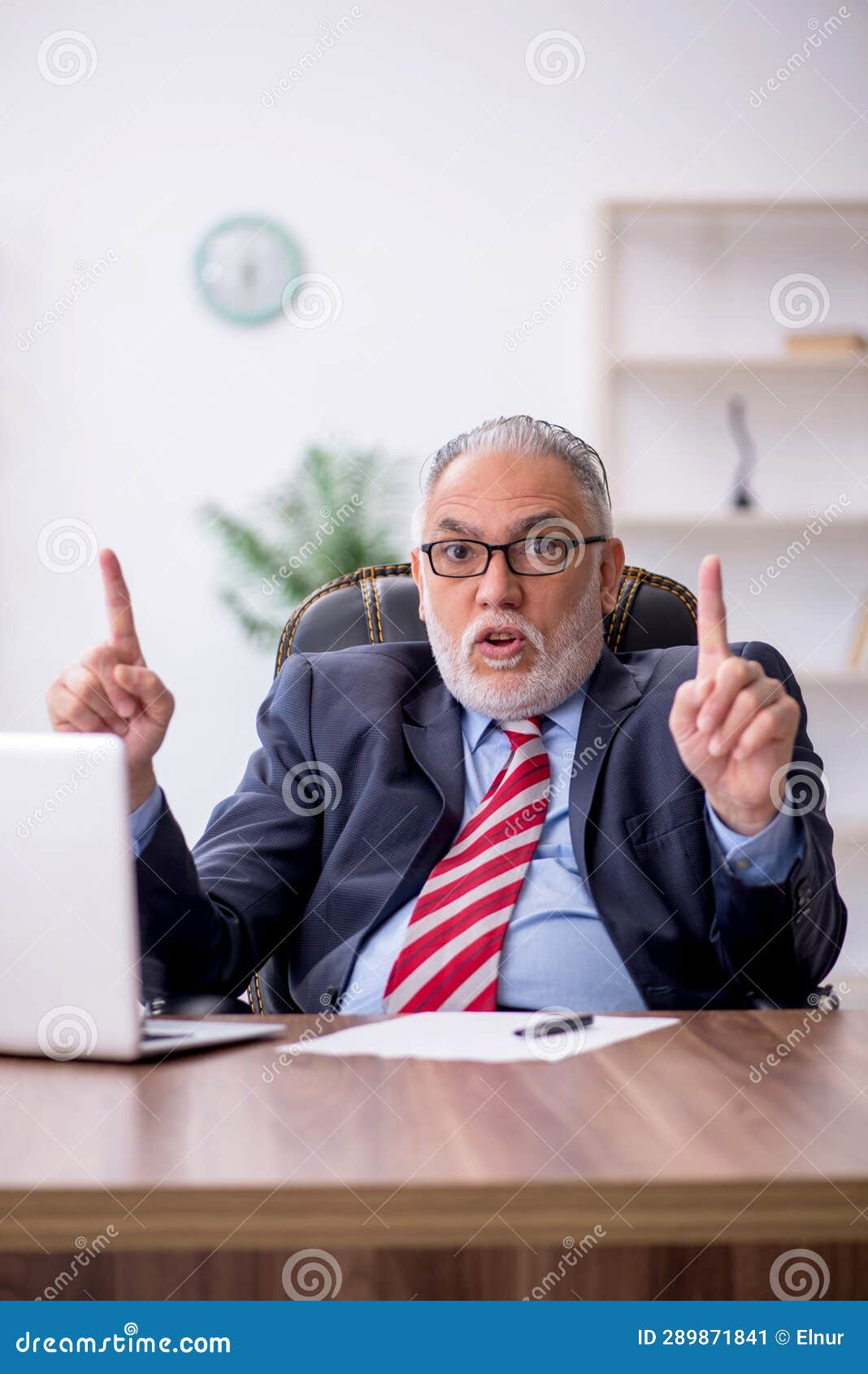 Old Male Employee Working in the Office Stock Image - Image of ...