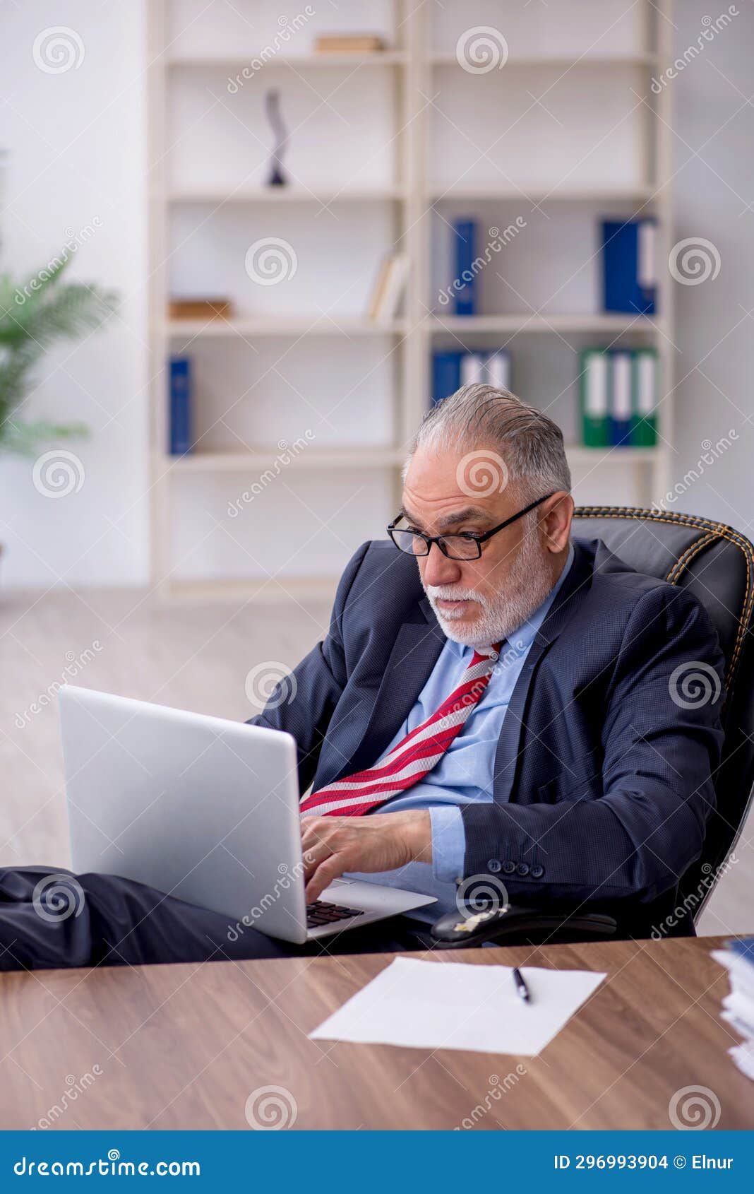 Old Male Employee Working in the Office Stock Photo - Image of ...