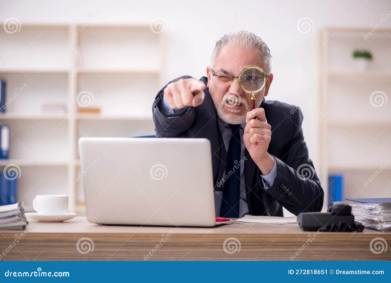Old Male Employee Working in the Office Stock Image - Image of manager ...