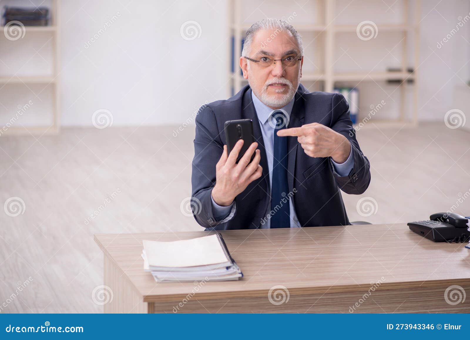 Old Male Employee Working in the Office Stock Photo - Image of manager ...