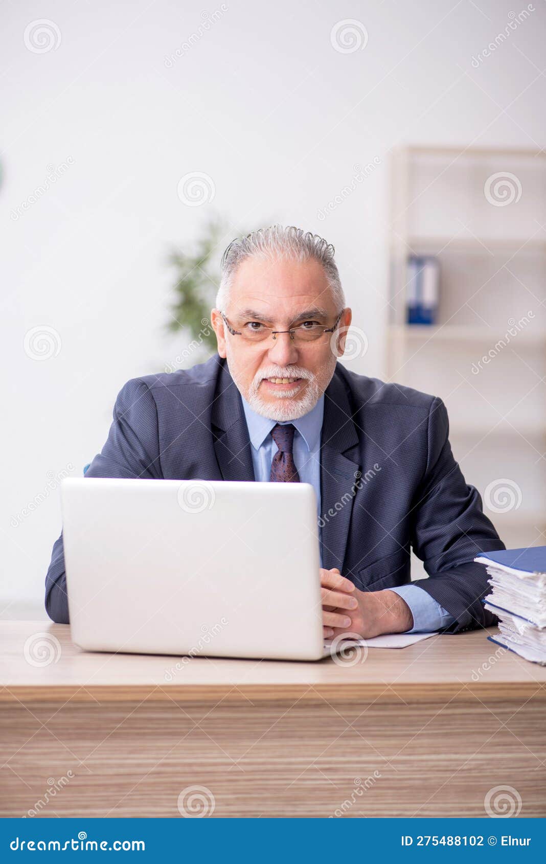 Old Male Employee Working in the Office Stock Photo - Image of boss ...