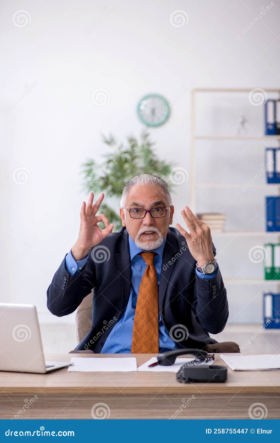 Old Boss Working in the Office Stock Image - Image of working, business ...