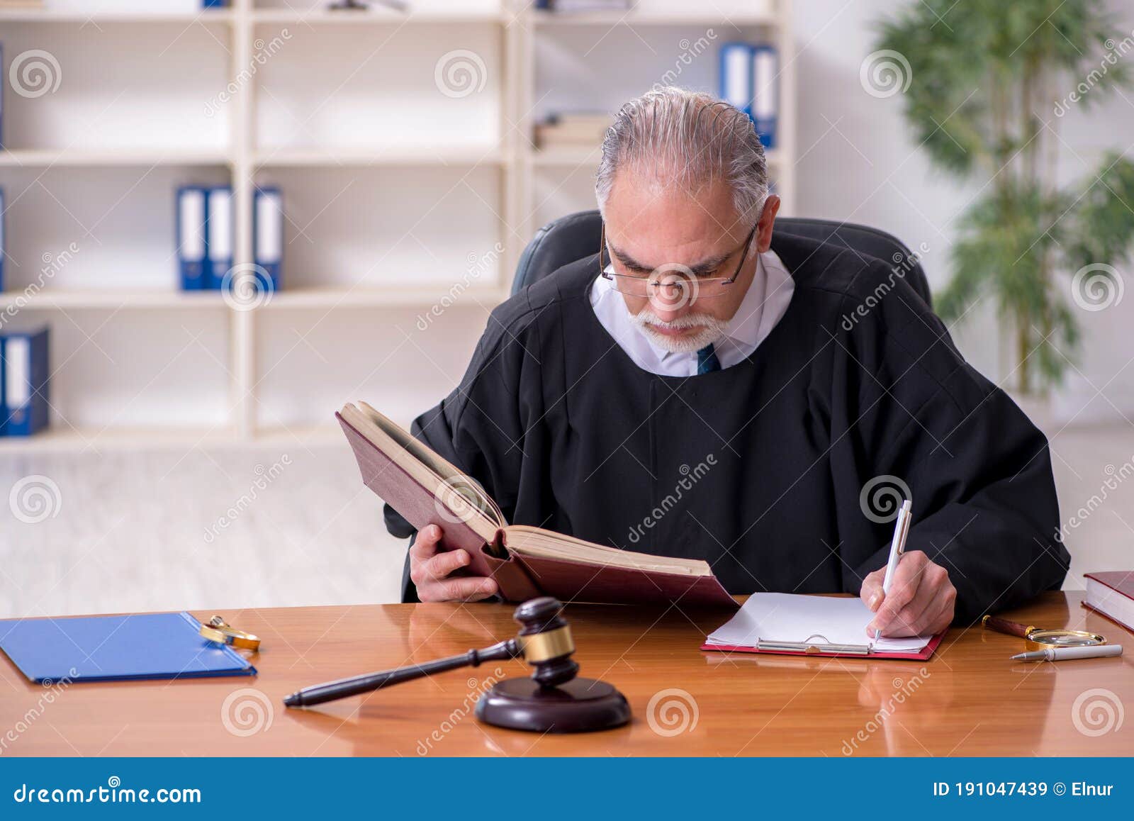 Old Male Judge Working in Courthouse Stock Image - Image of legally ...