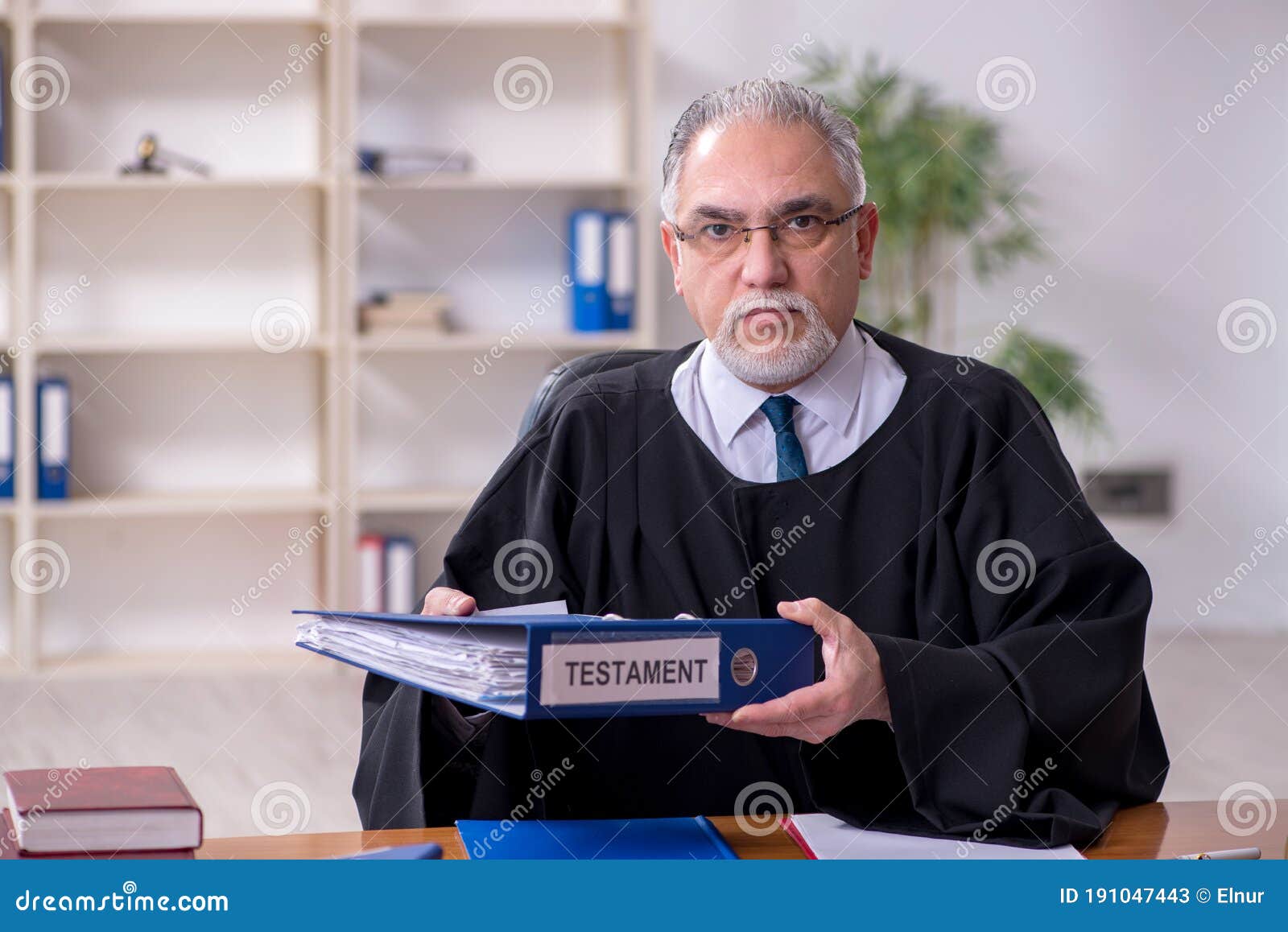 Old Male Judge Working in Courthouse Stock Image - Image of case ...
