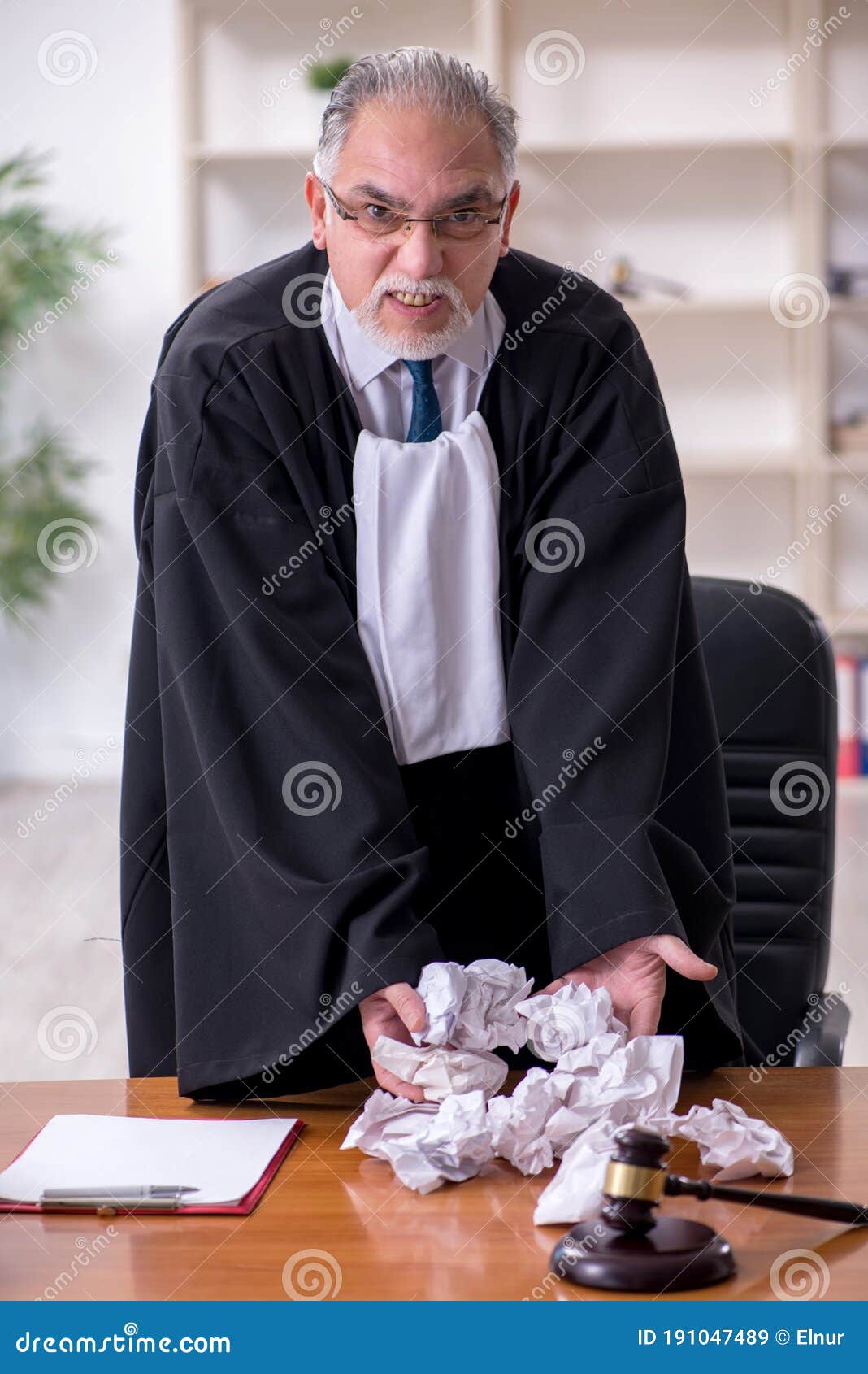 Old Male Judge Working in Courthouse Stock Image - Image of hammer ...