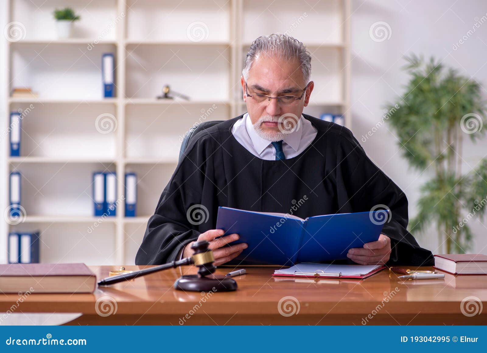 Old Male Judge Working in Courthouse Stock Image - Image of decision ...