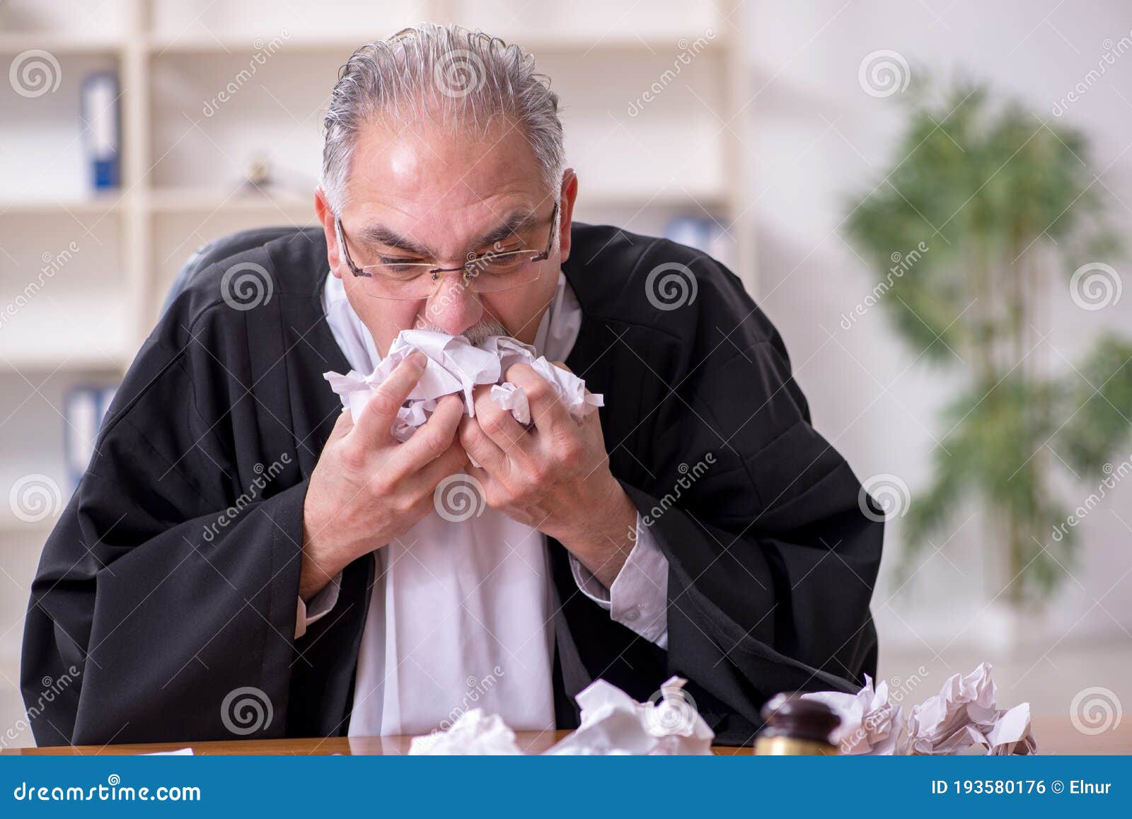 Old Male Judge Working in Courthouse Stock Photo - Image of gavel, gown ...