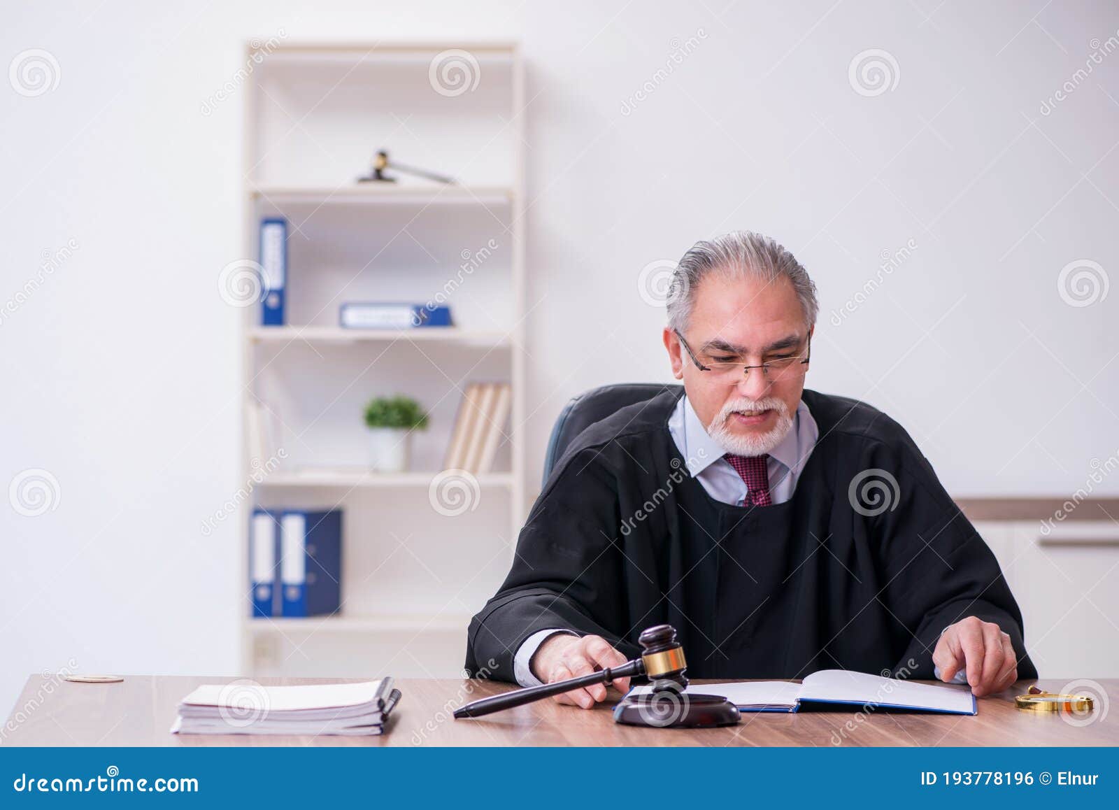 Old Male Judge Working in the Courthouse Stock Photo - Image of ...