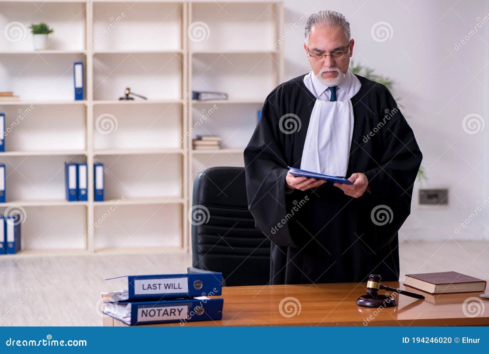 Old Male Judge Working in Courthouse Stock Photo - Image of case ...