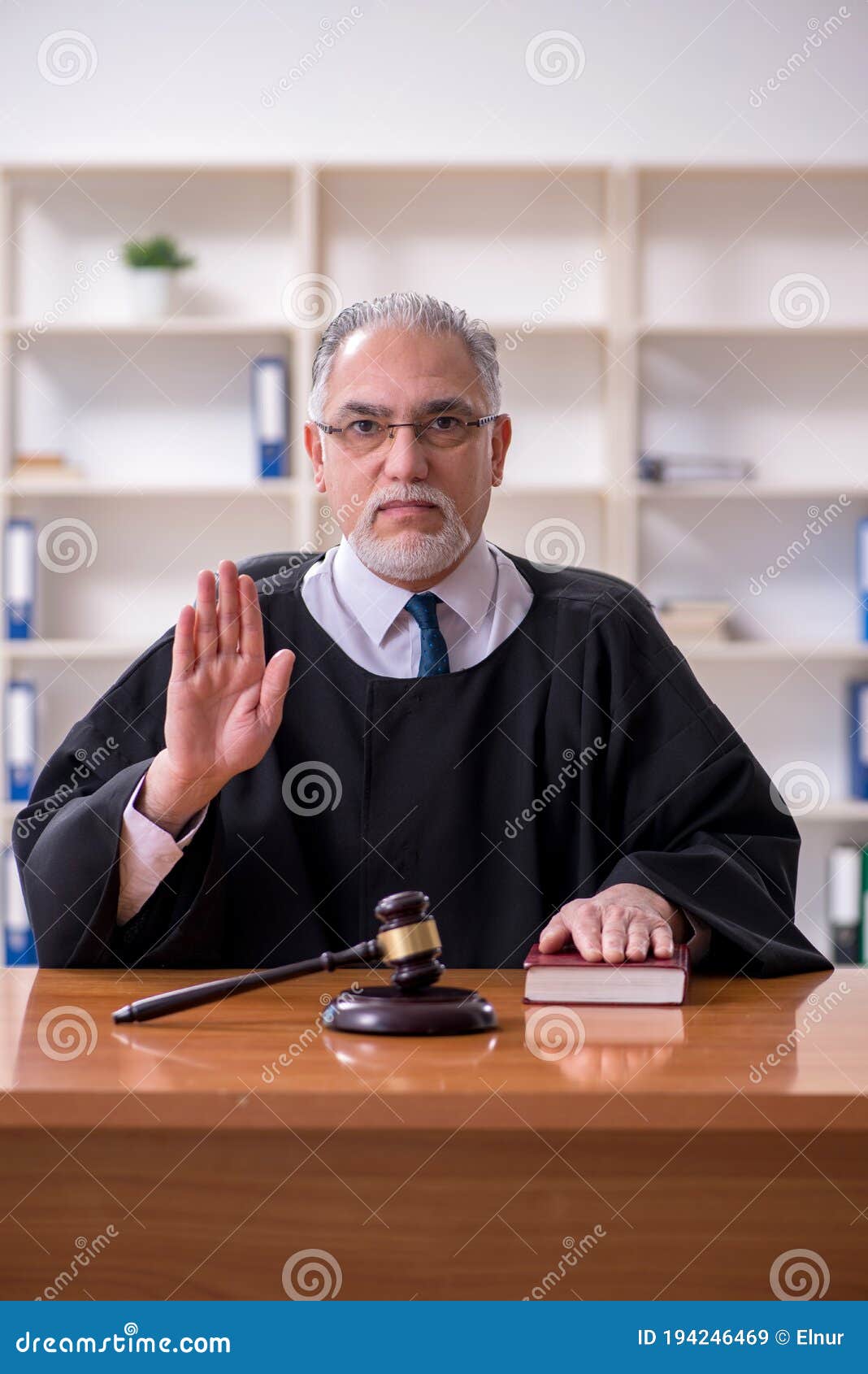 Old Male Judge Working in Courthouse Stock Image - Image of legally ...