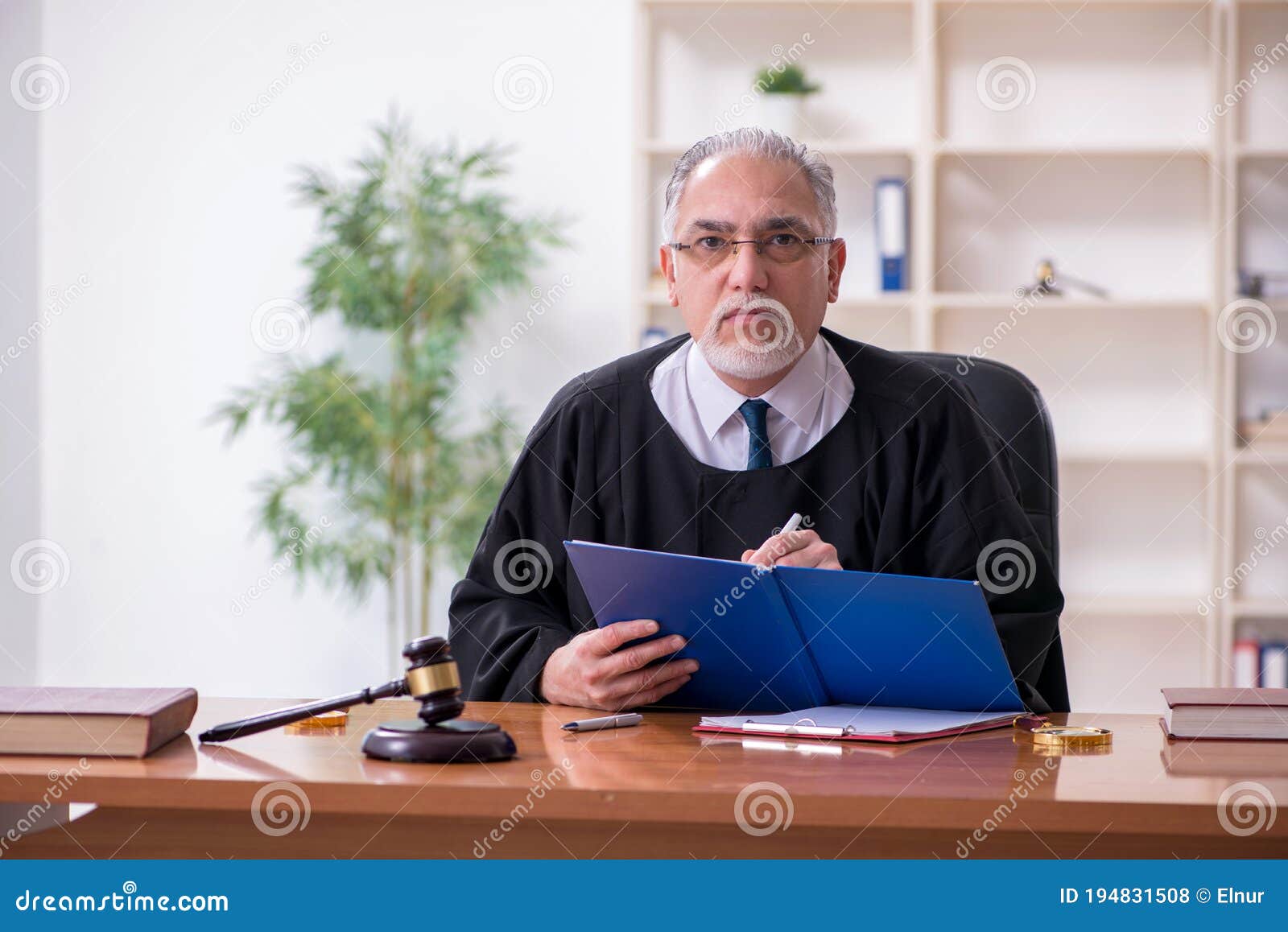 Old Male Judge Working in Courthouse Stock Photo - Image of judgment ...