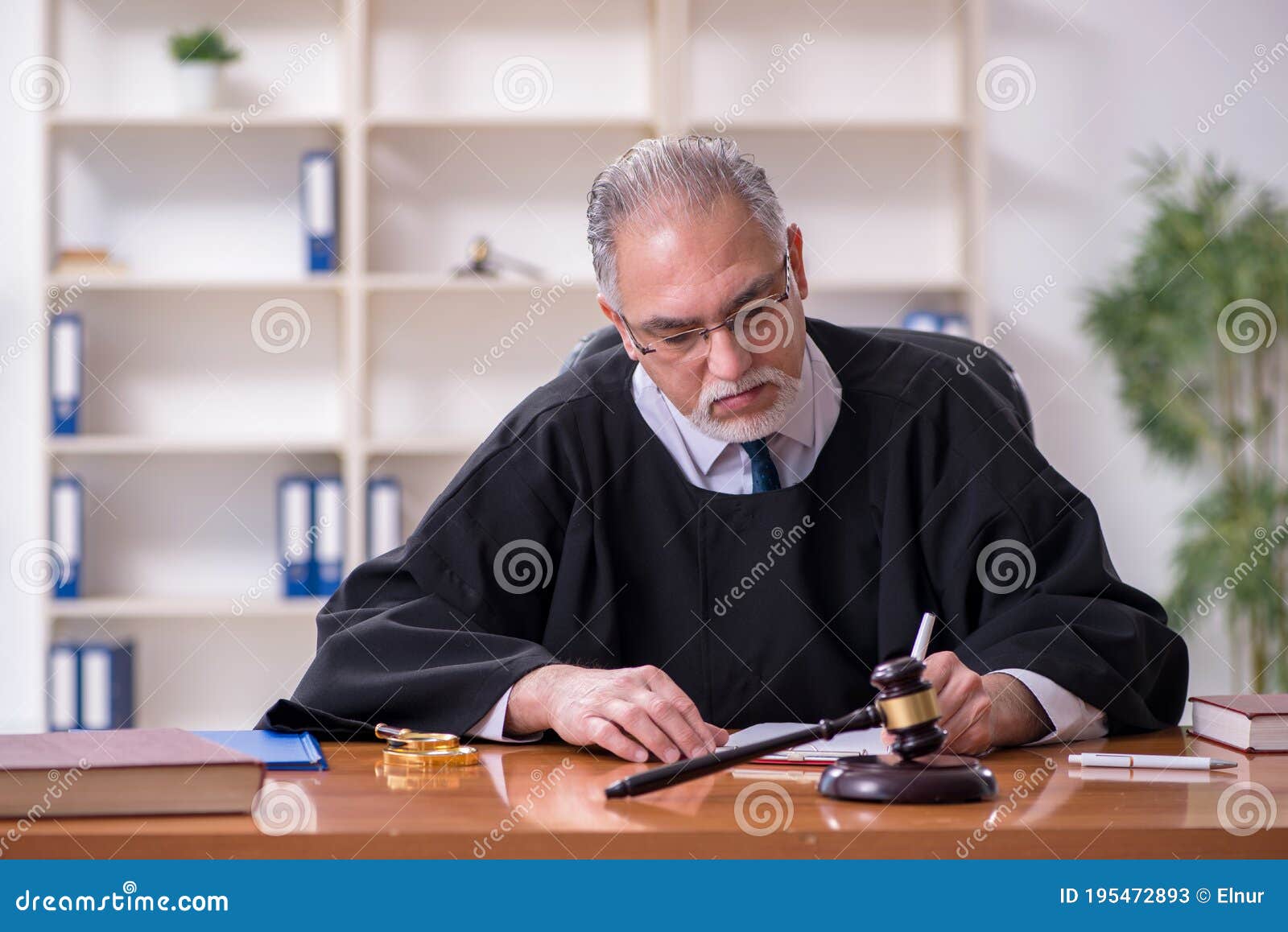 Old Male Judge Working in Courthouse Stock Image - Image of justice ...