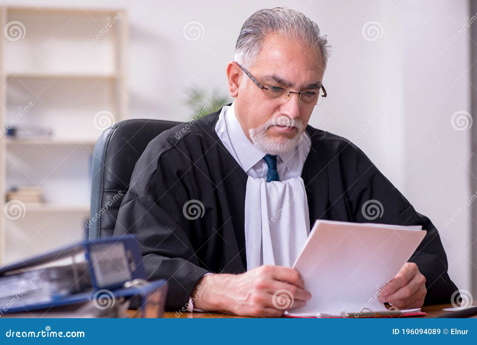 Old Male Judge Working in Courthouse Stock Image - Image of lawsuit ...