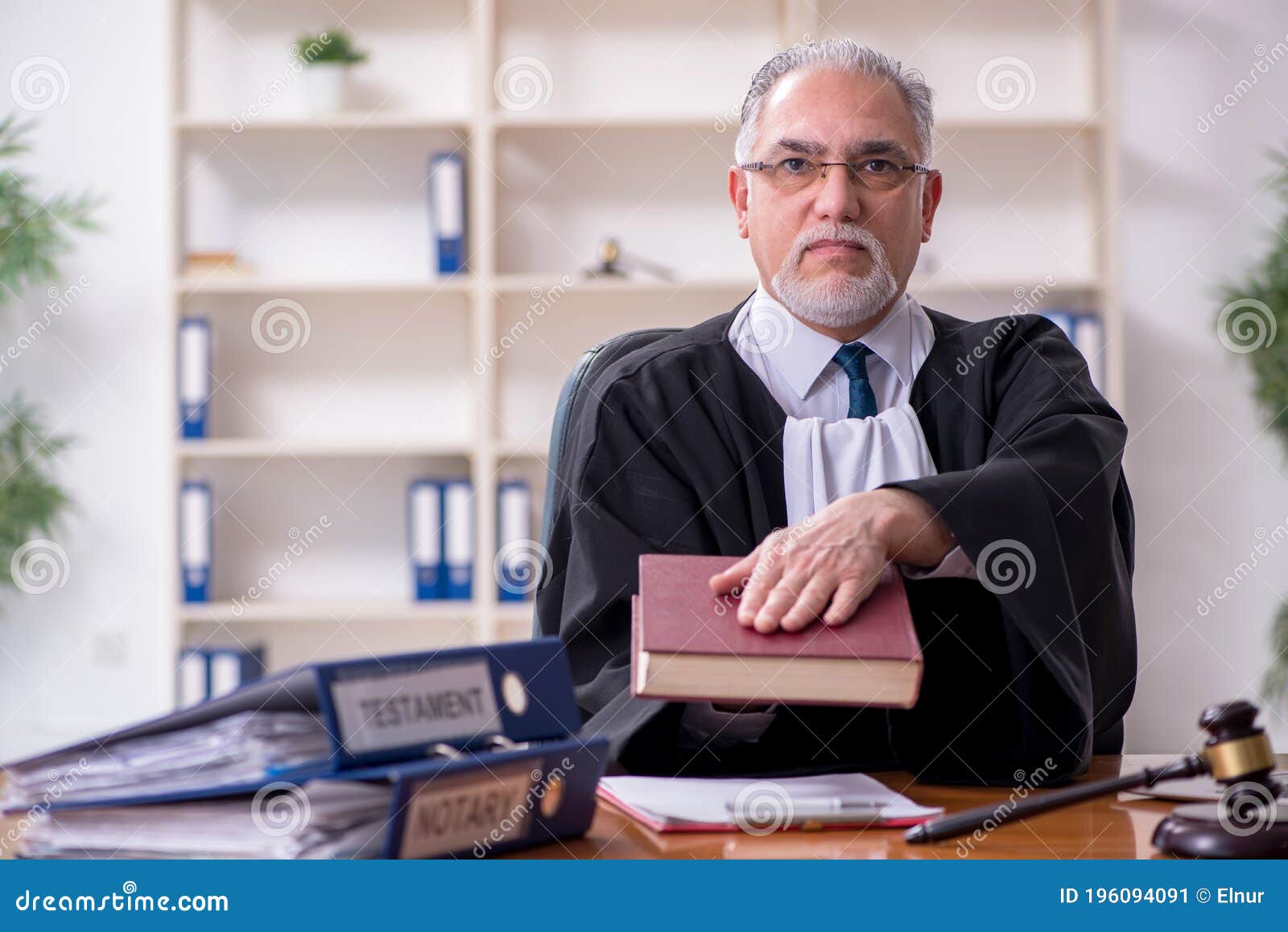 Old Male Judge Working in Courthouse Stock Image - Image of enforcement ...
