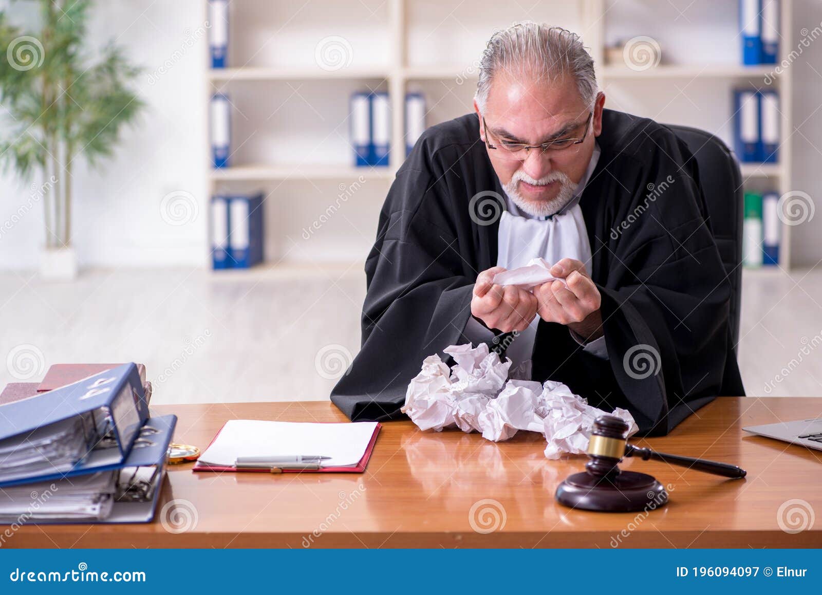 Old Male Judge Working in Courthouse Stock Image - Image of judge ...