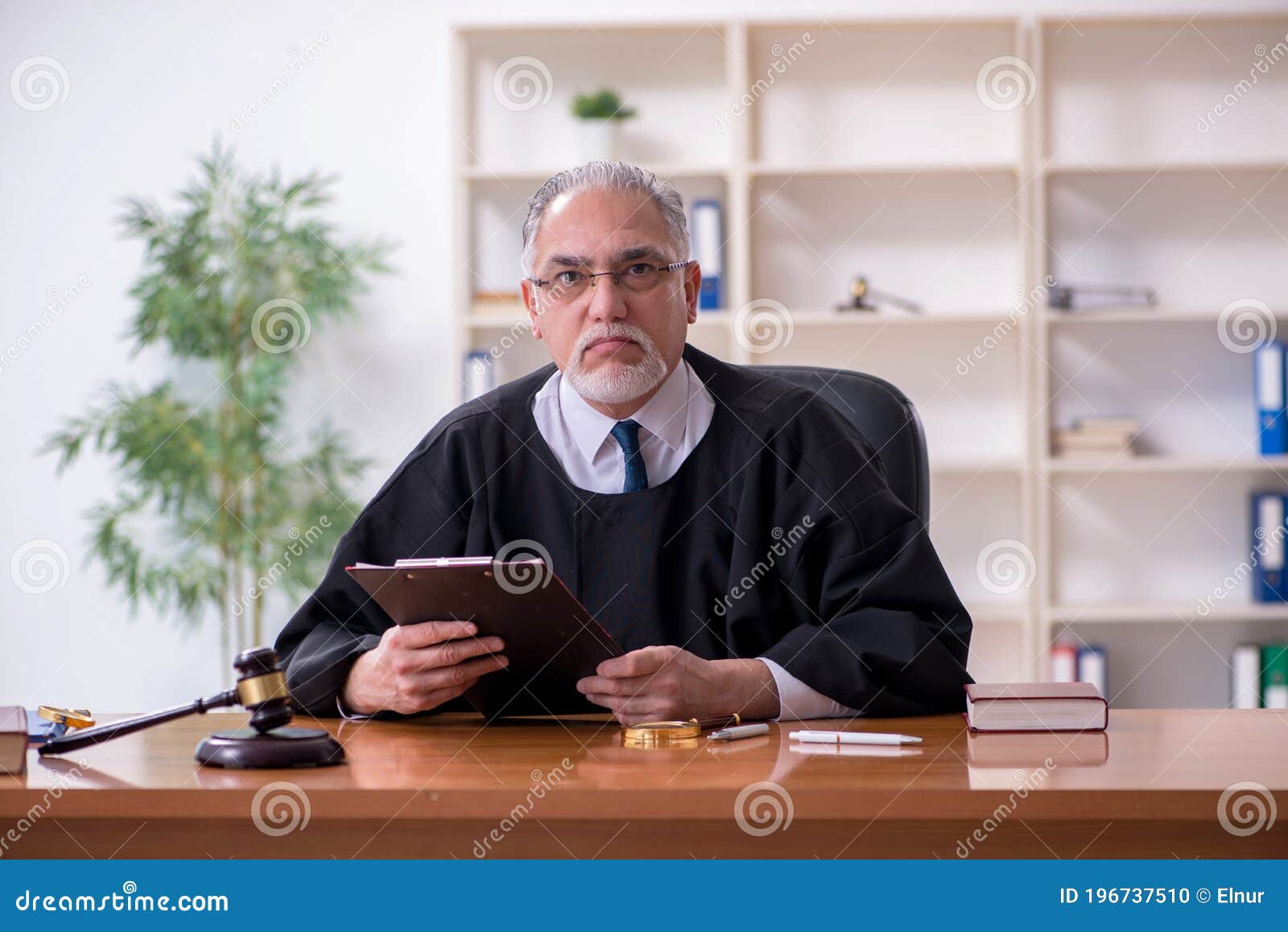 Old Male Judge Working in Courthouse Stock Photo - Image of criminal ...