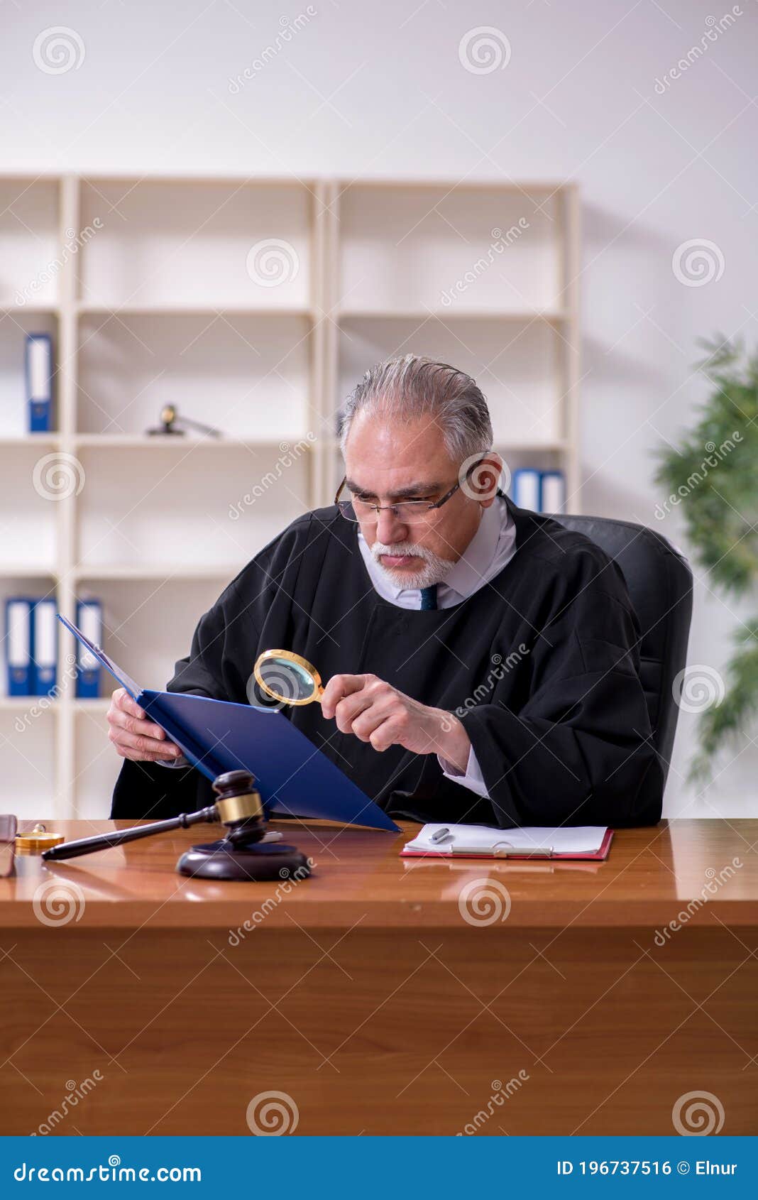 Old Male Judge Working in Courthouse Stock Photo - Image of judgement ...