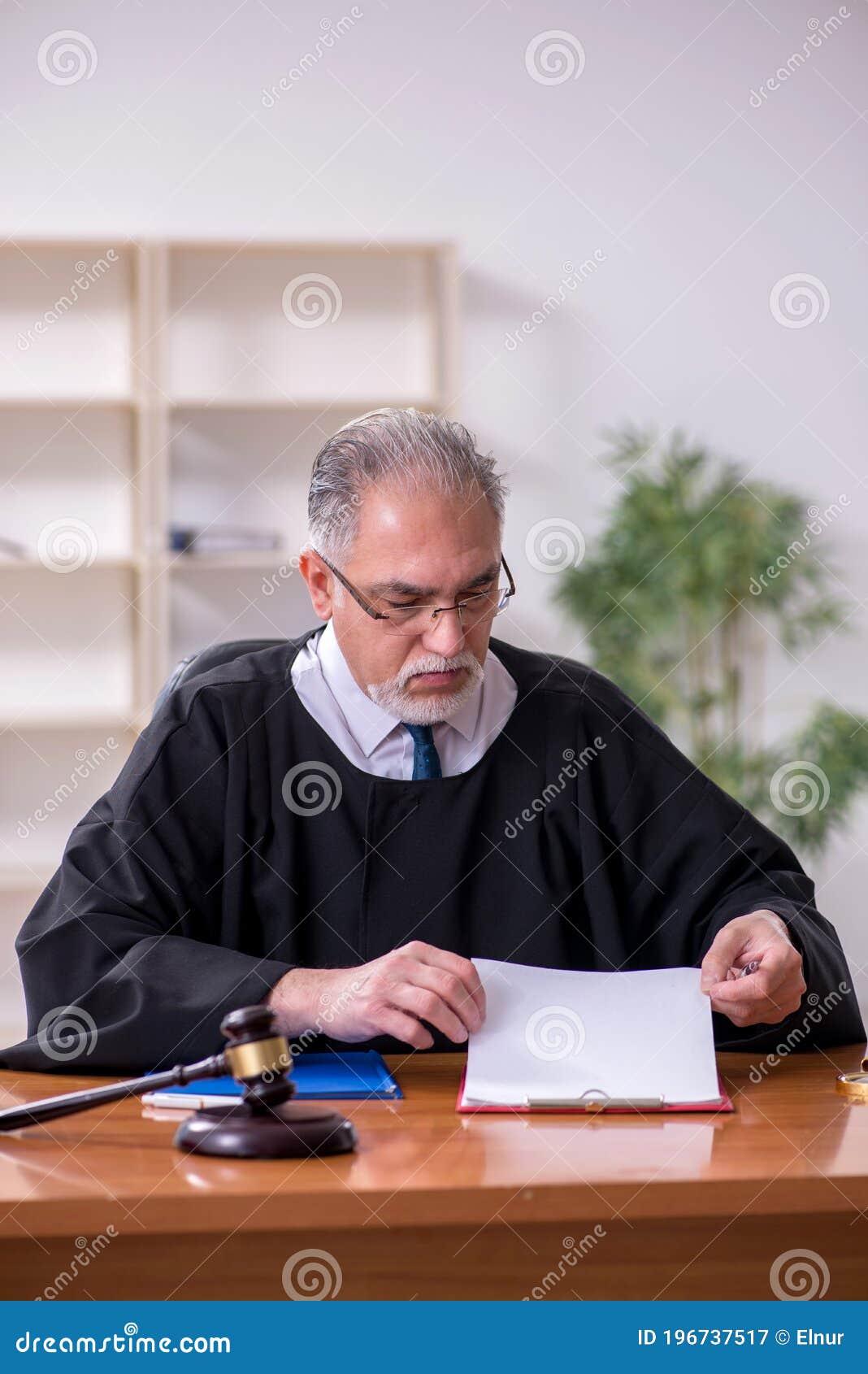 Old Male Judge Working in Courthouse Stock Image - Image of judgment ...