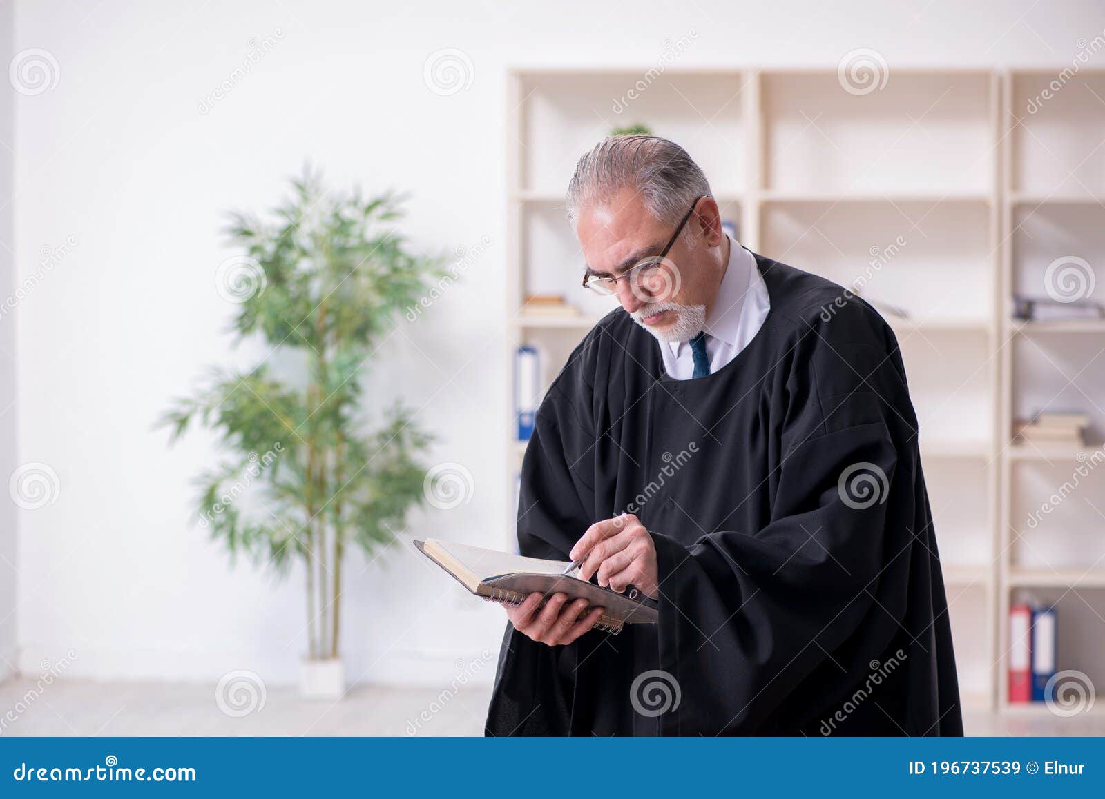 Old Male Judge Working in Courthouse Stock Image - Image of justice ...