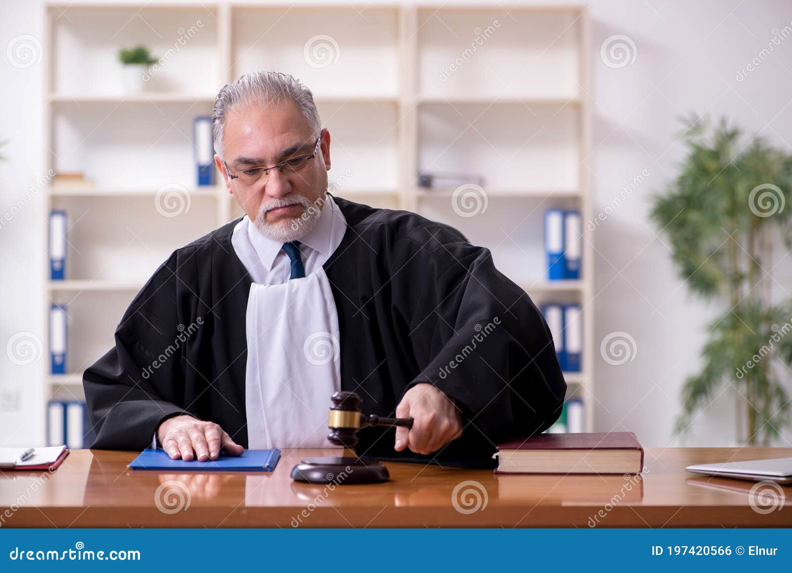 Old Male Judge Working in Courthouse Stock Photo - Image of authority ...