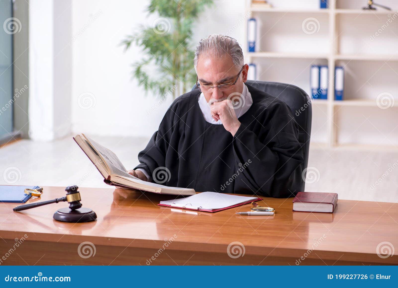 Old Male Judge Working in Courthouse Stock Photo - Image of litigation ...