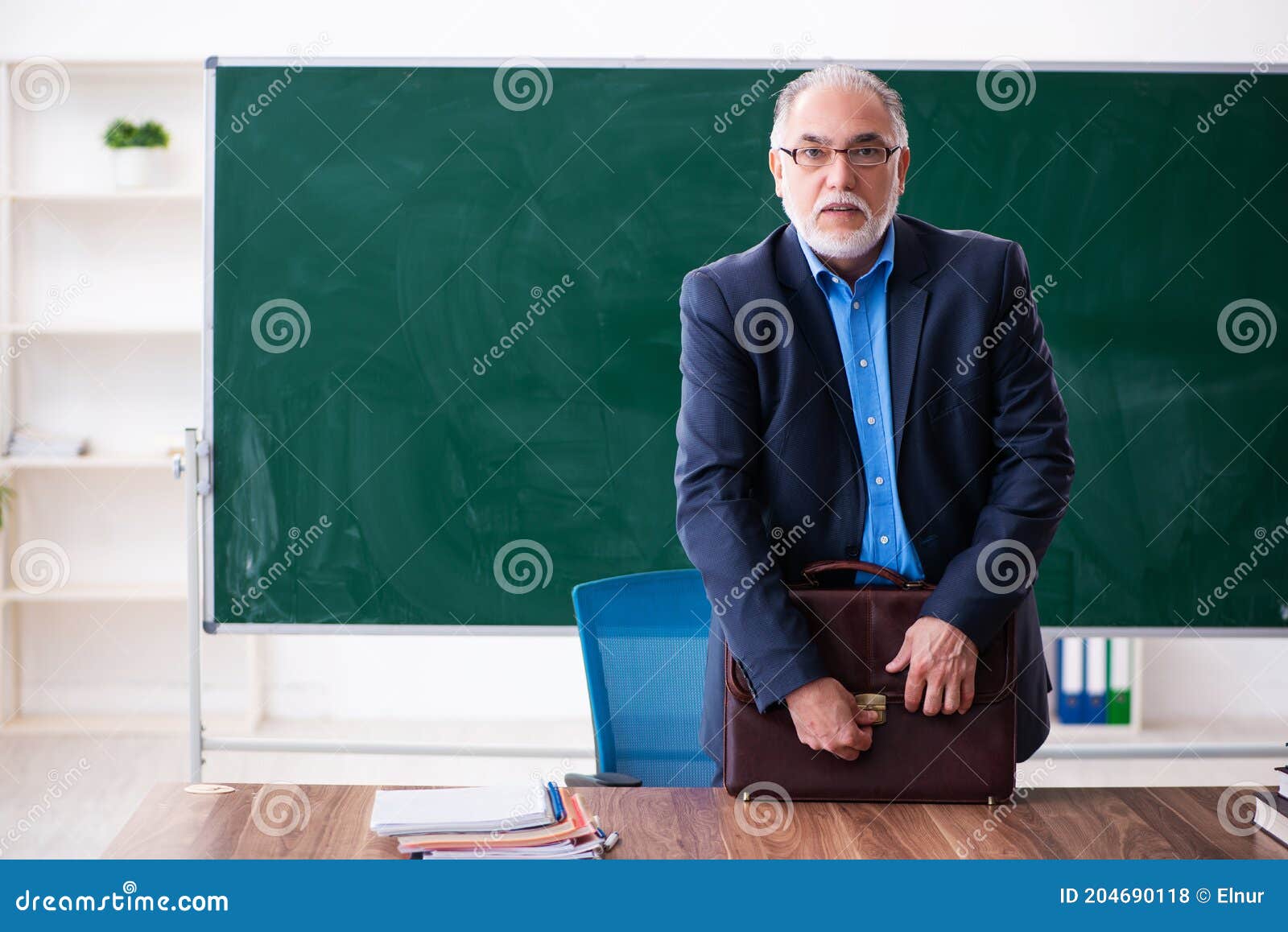 Old Male Math Teacher in the Classroom Stock Photo - Image of ...