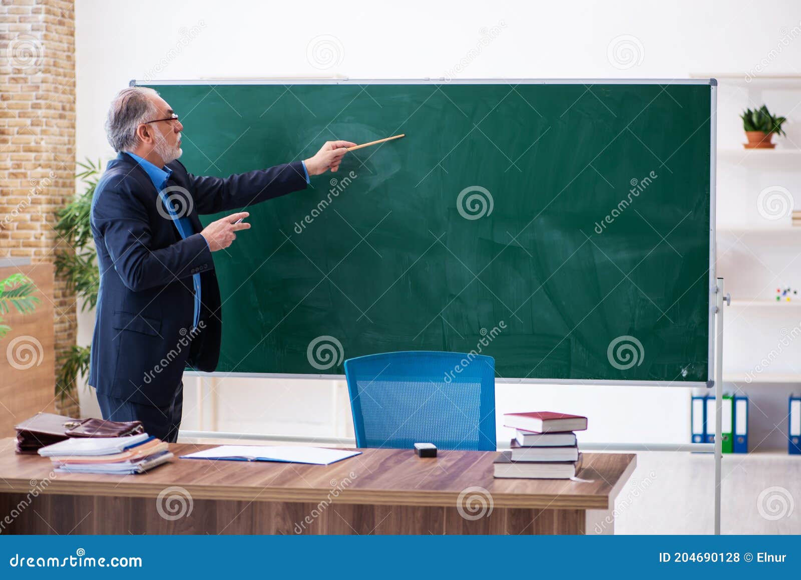 Old Male Math Teacher in the Classroom Stock Photo - Image of ...