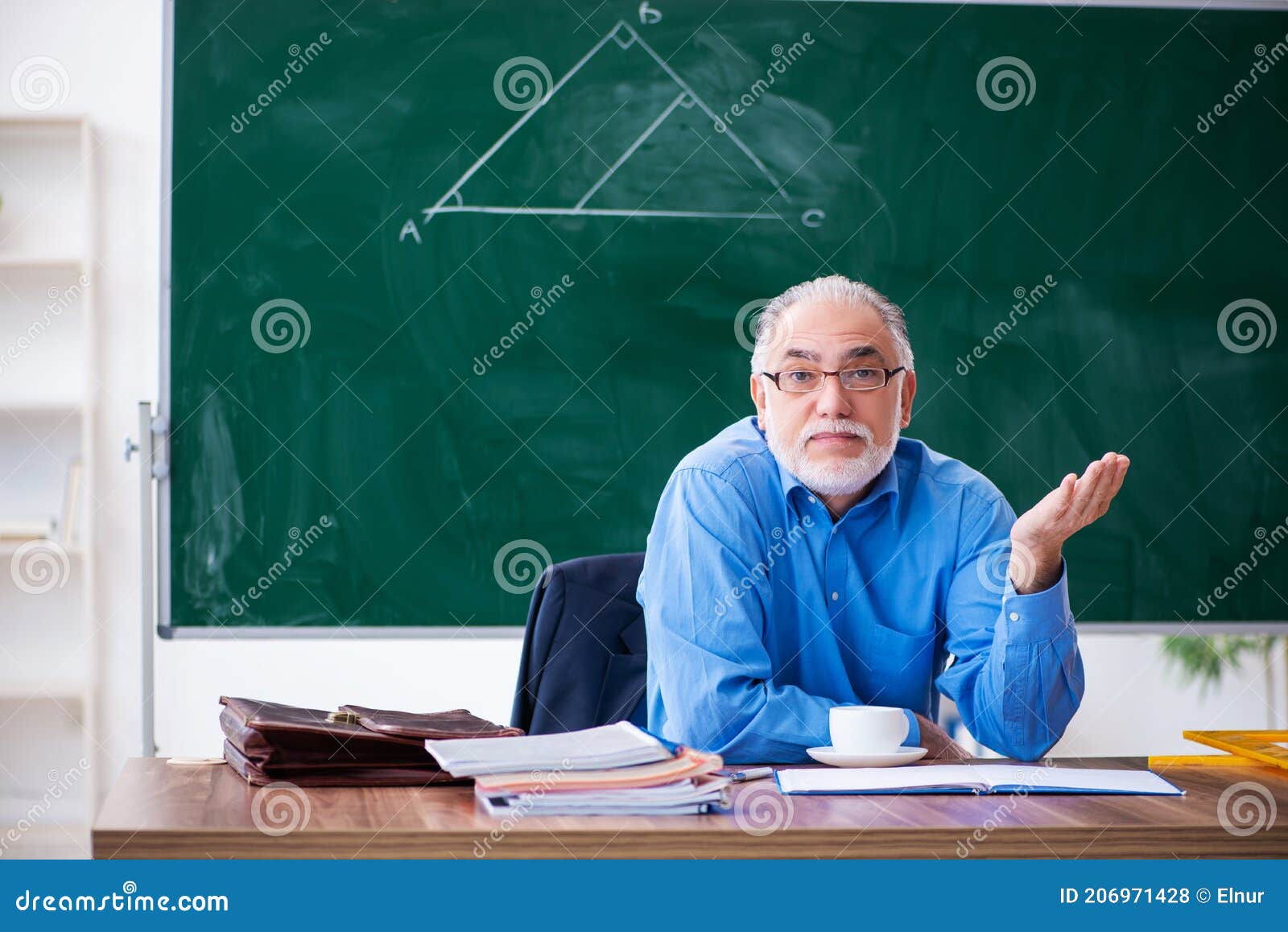 Old Male Math Teacher in the Classroom Stock Photo - Image of classroom ...