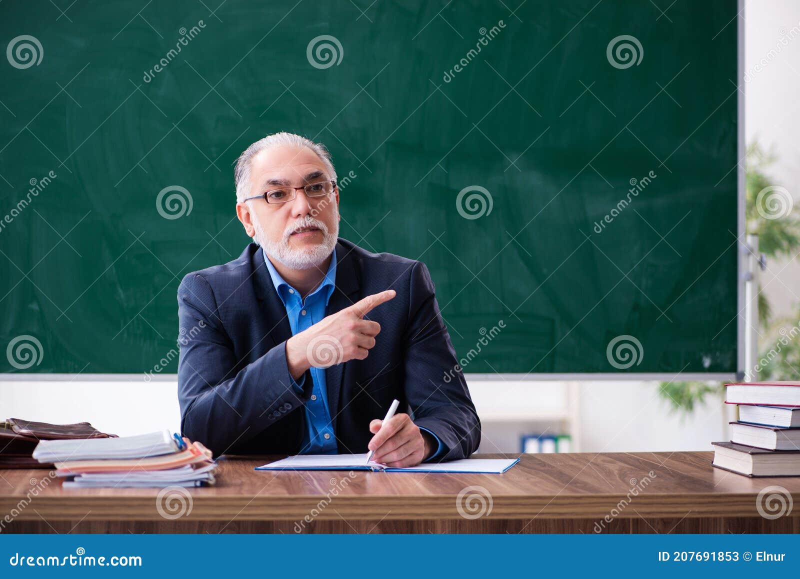 Old Male Math Teacher in the Classroom Stock Image - Image of education ...