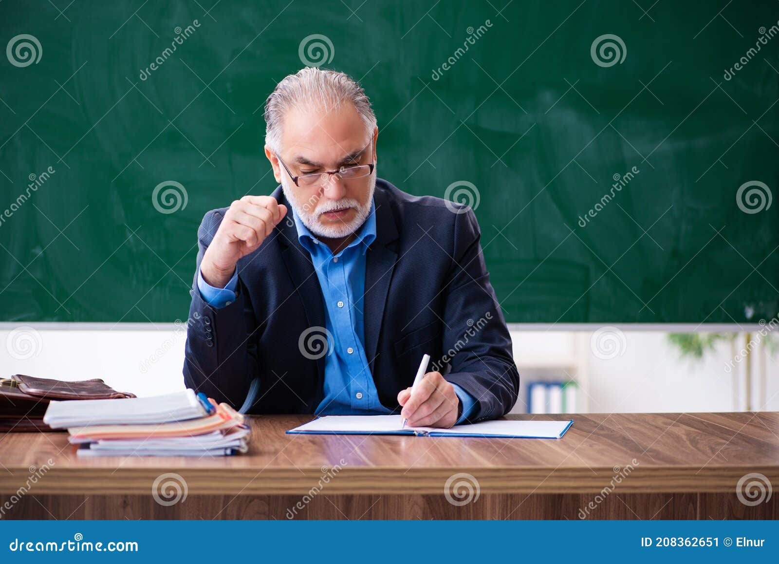 Old Male Math Teacher in the Classroom Stock Image - Image of ...