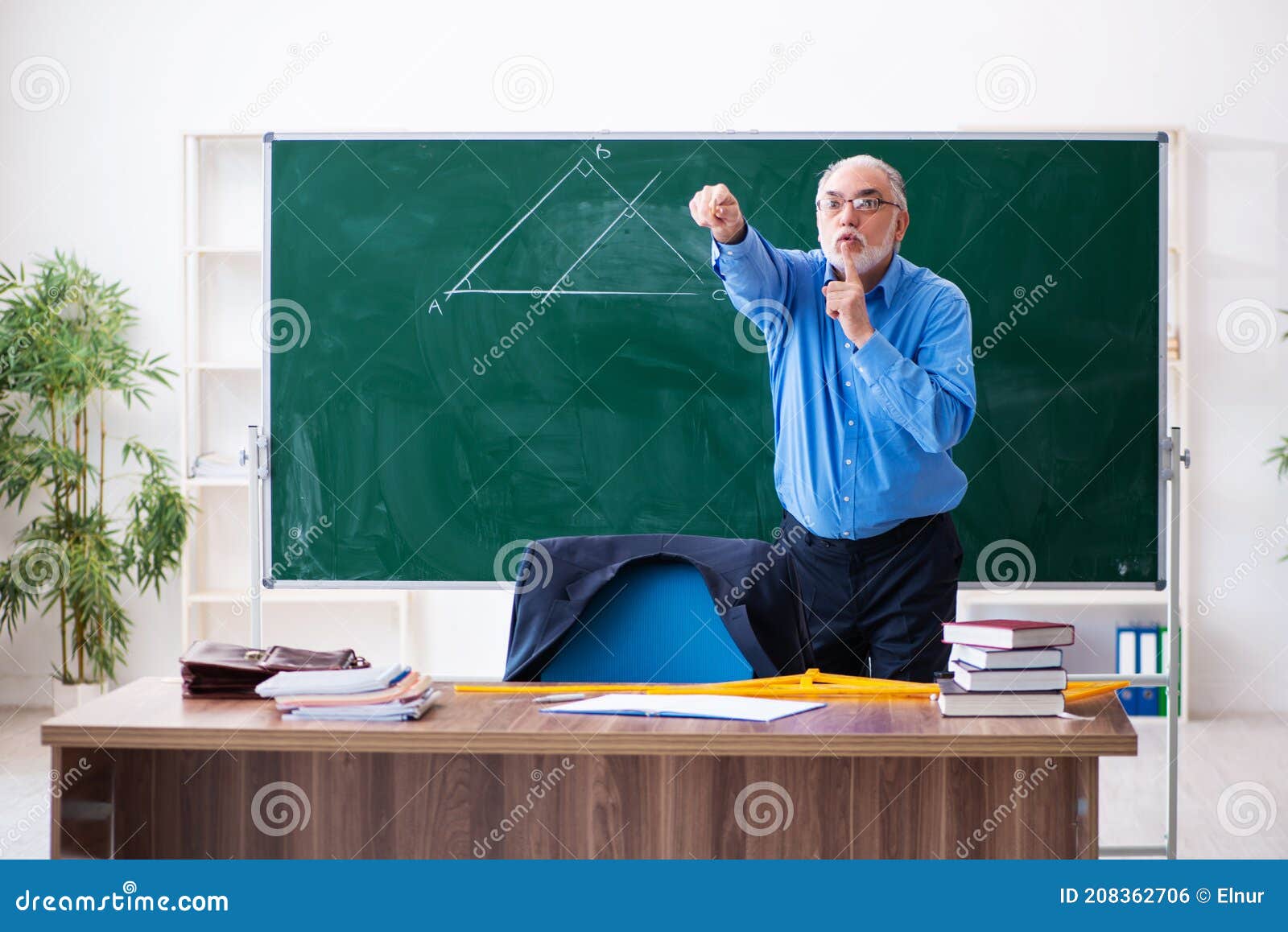 Old Male Math Teacher in the Classroom Stock Photo - Image of ...