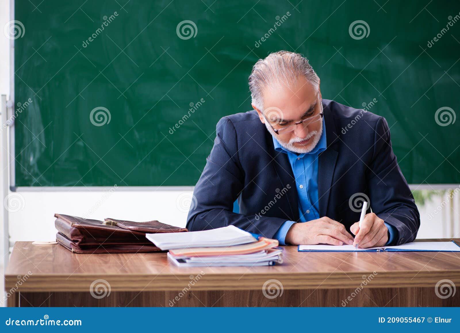 Old Male Math Teacher in the Classroom Stock Image - Image of ...
