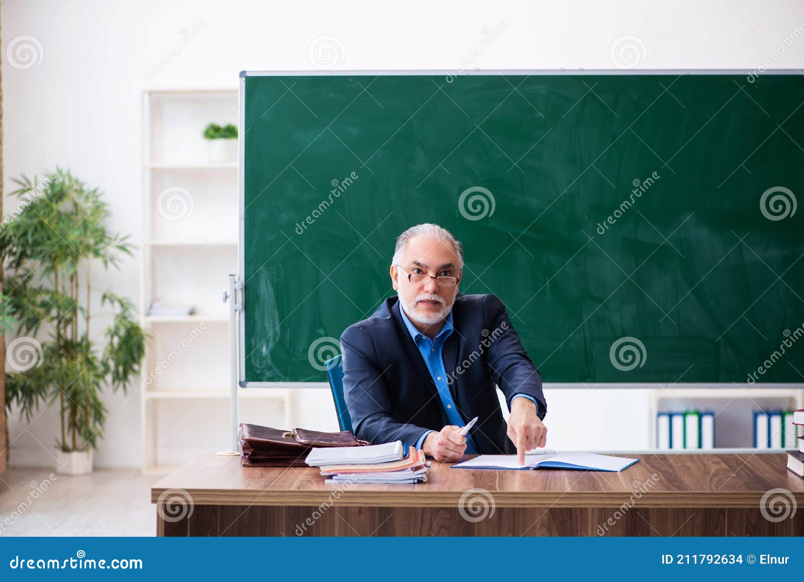 Old Male Math Teacher in the Classroom Stock Photo - Image of ...