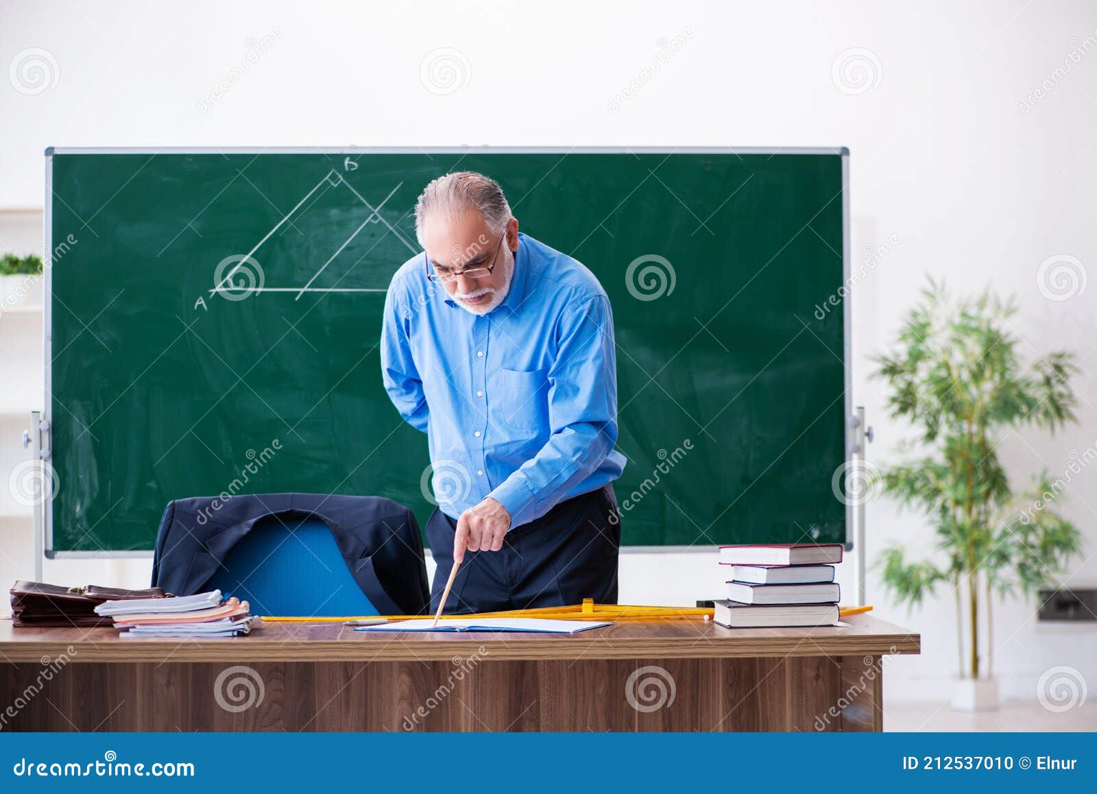 Old Male Math Teacher in the Classroom Stock Photo - Image of math ...